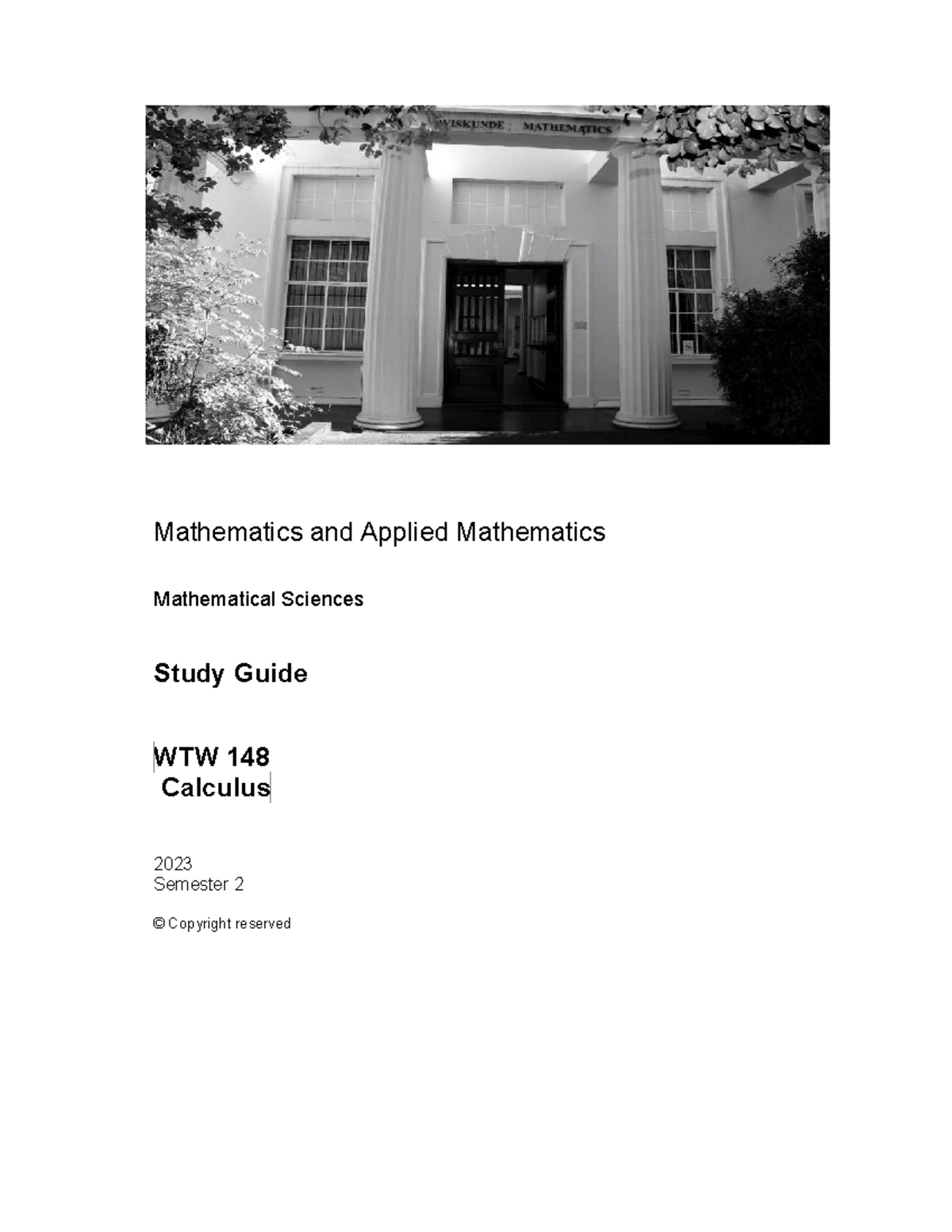 WTW148 2024 study guide - Mathematics and Applied Mathematics ...