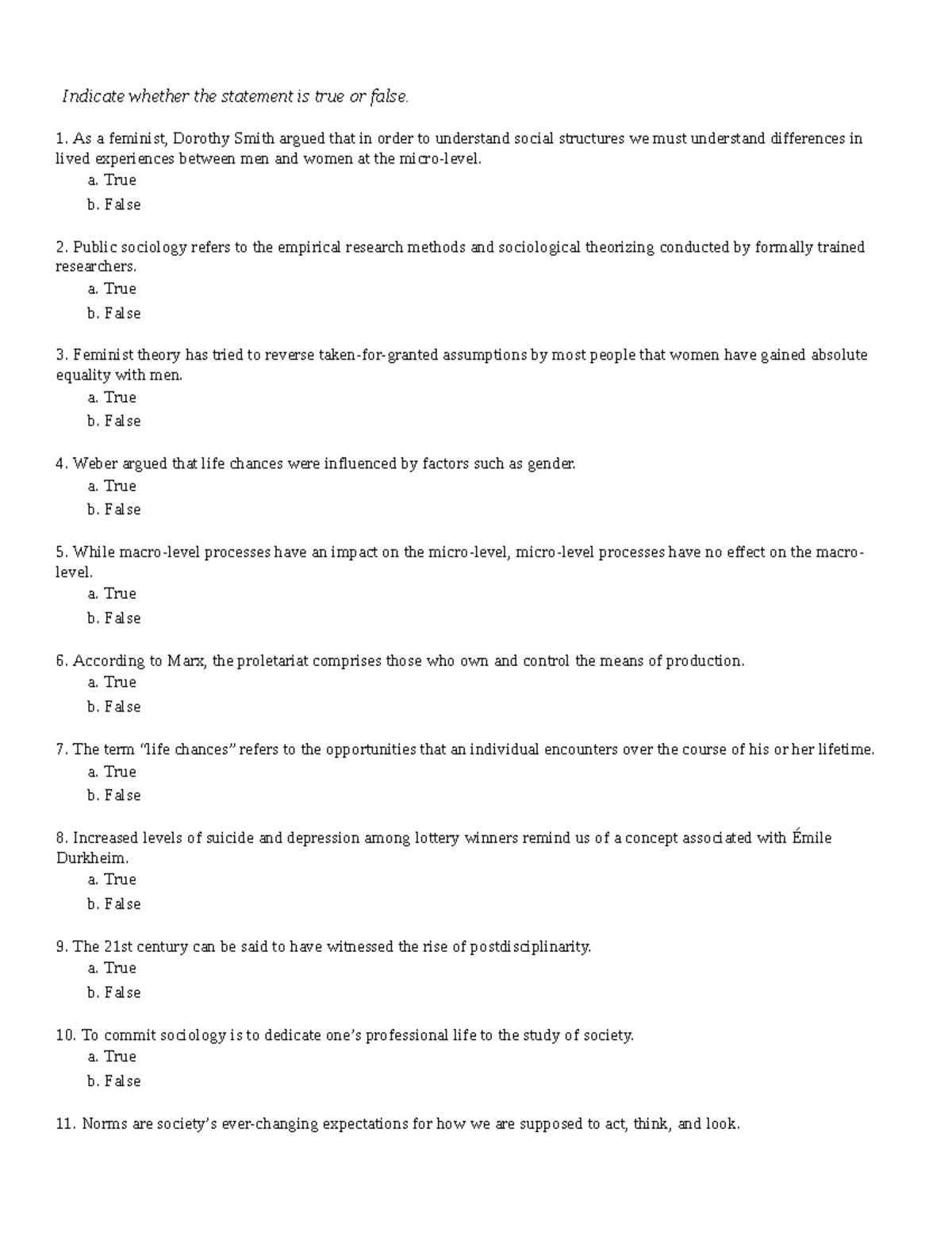 Chapter 1 soc 100 - Bede eke - Indicate whether the statement is true ...