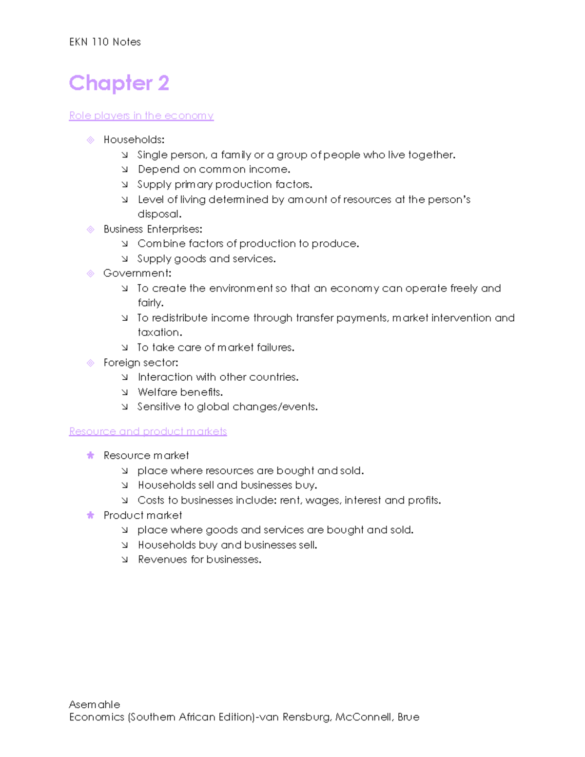 Economics Chapter 2: Role Players & Market Systems Analysis - Studocu