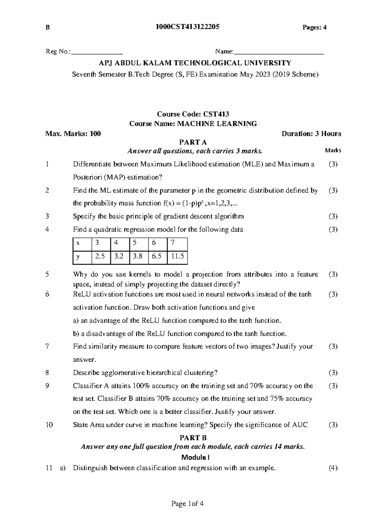 CST413-Machine Learning Final Exam Question Paper - Studocu