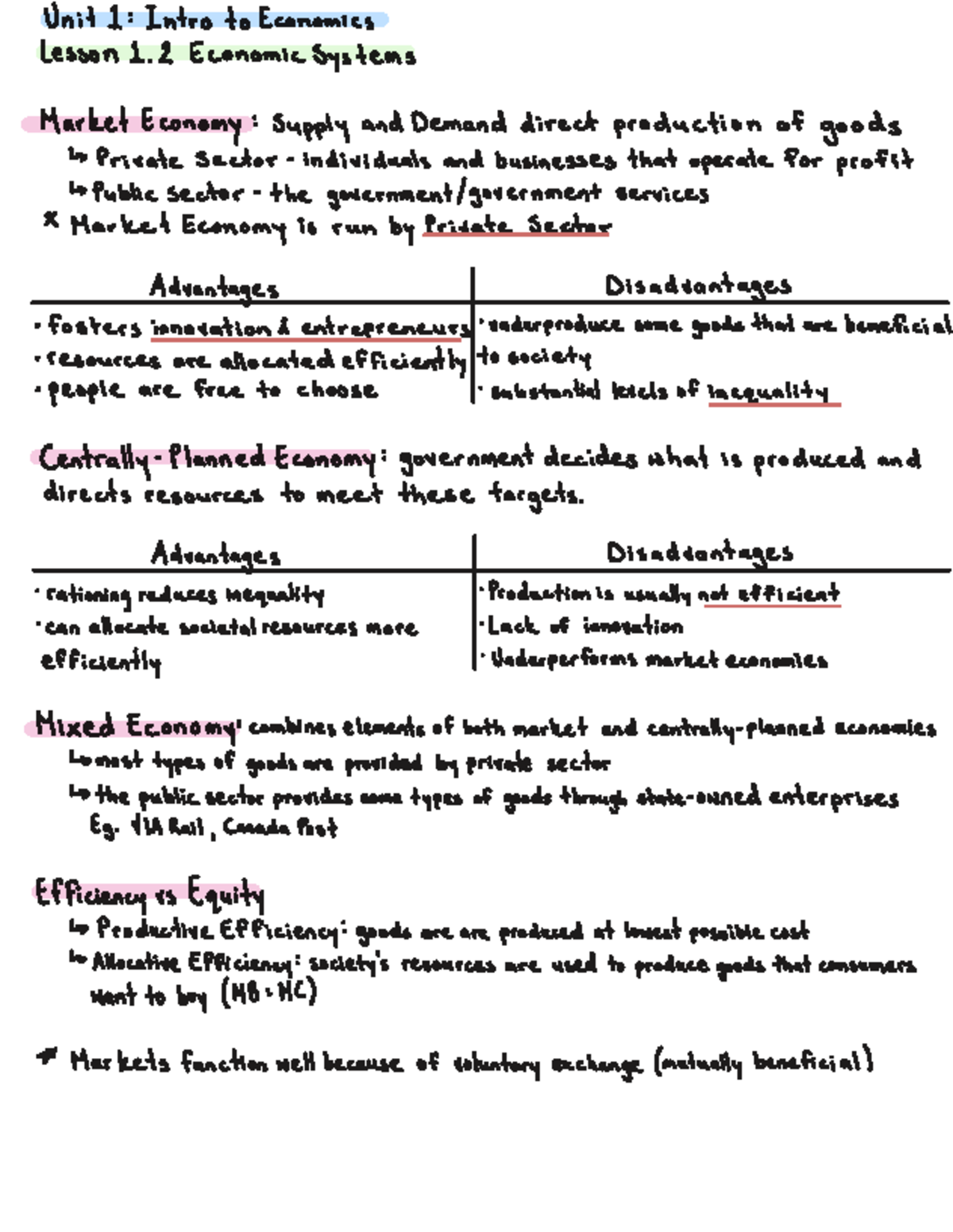 Unit 1: Intro to Economics - Lesson 1.2 Economic Systems Overview - Studocu