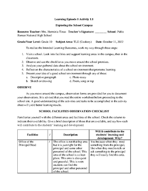 FS-1-Learning Episode-5-Activity-5 - Field Study 1 – Learning Episode 5 ...