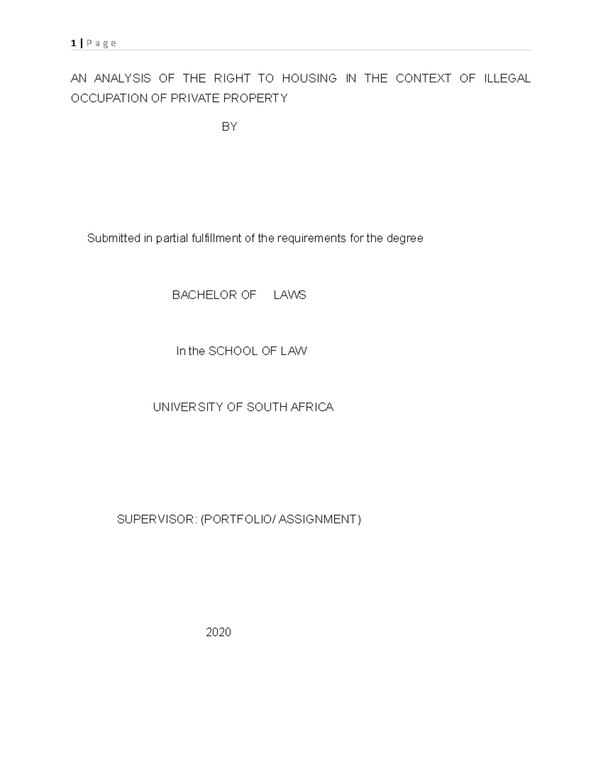 Rrllb 81 Assignment 2 Semester 1 2020 - AN ANALYSIS OF THE RIGHT TO ...