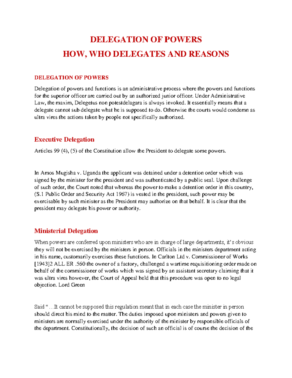 Delegation of Powers: Understanding Authority and Responsibilities ...