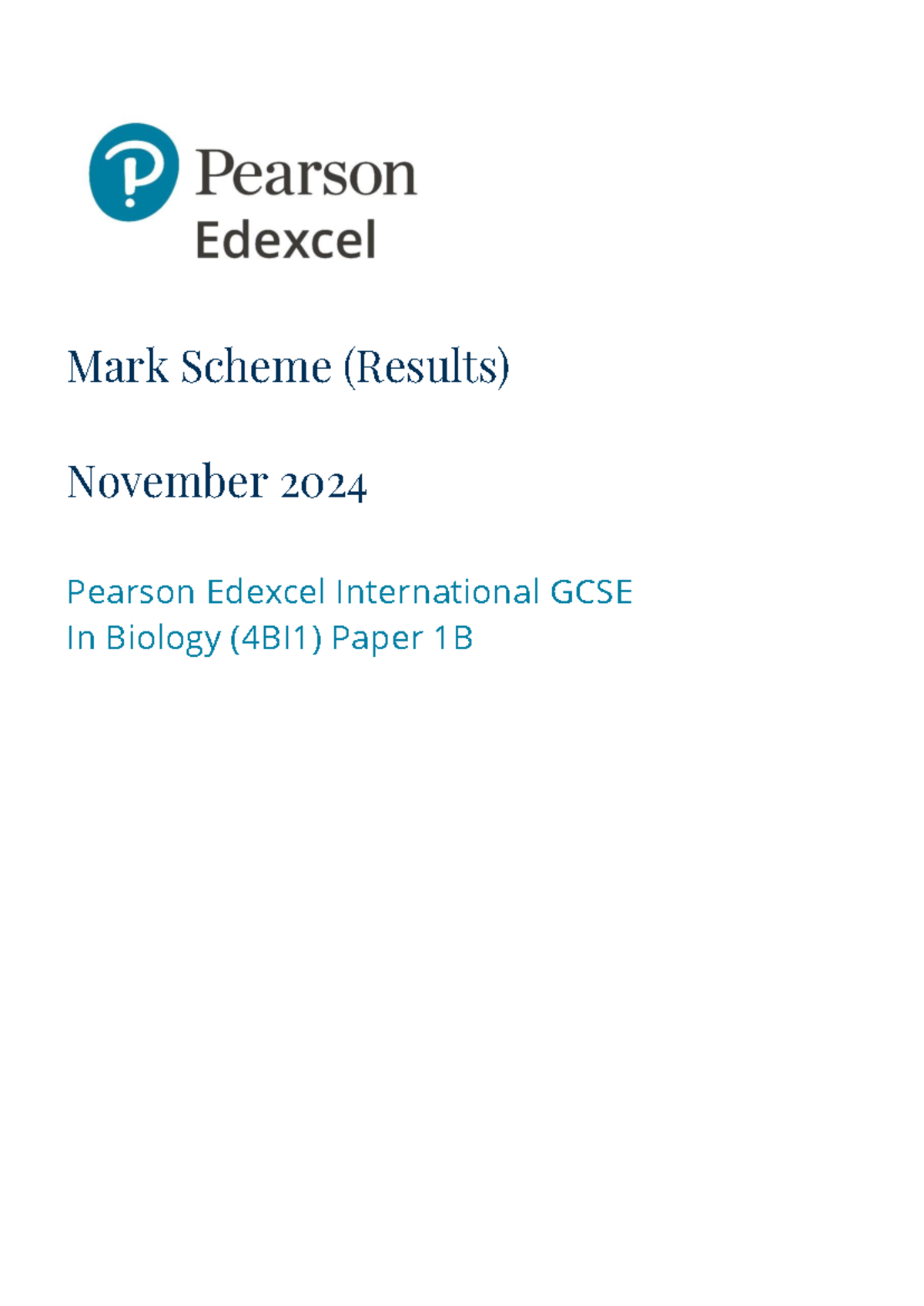Mark Scheme (Results) Nov 2024 Pearson Edexcel International GCSE ...