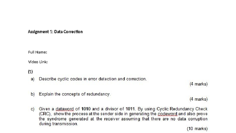 Assignment 1: Network Data Correction Overview - Studocu