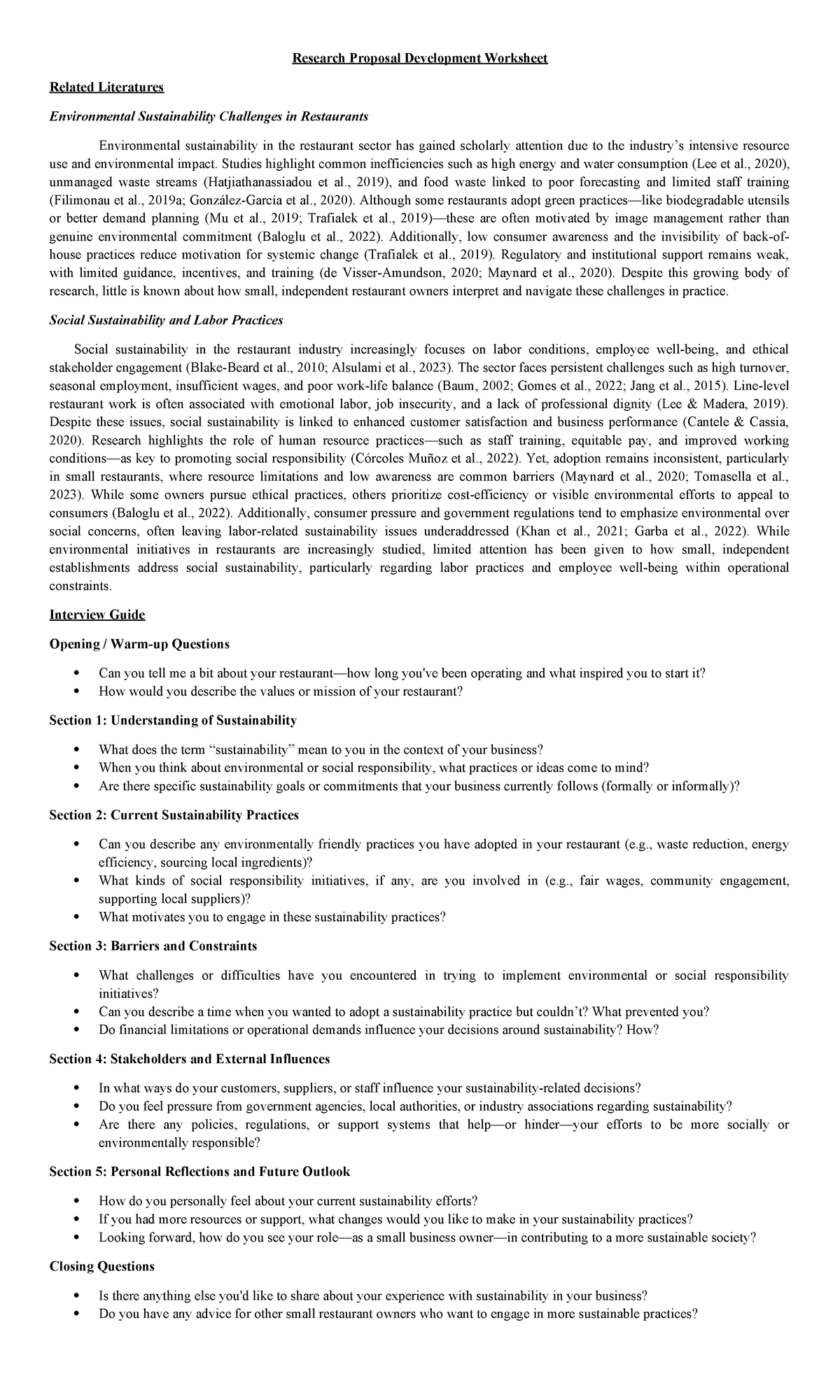 Research Proposal Development: Environmental & Social Sustainability in ...