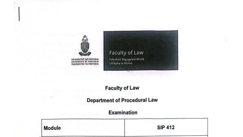 SIP 412 Final Exam - Faculty of Law, University of Pretoria (2024 ...