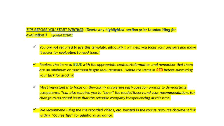 C721 Change Management Task Template: Writing Tips & Guidelines - Studocu