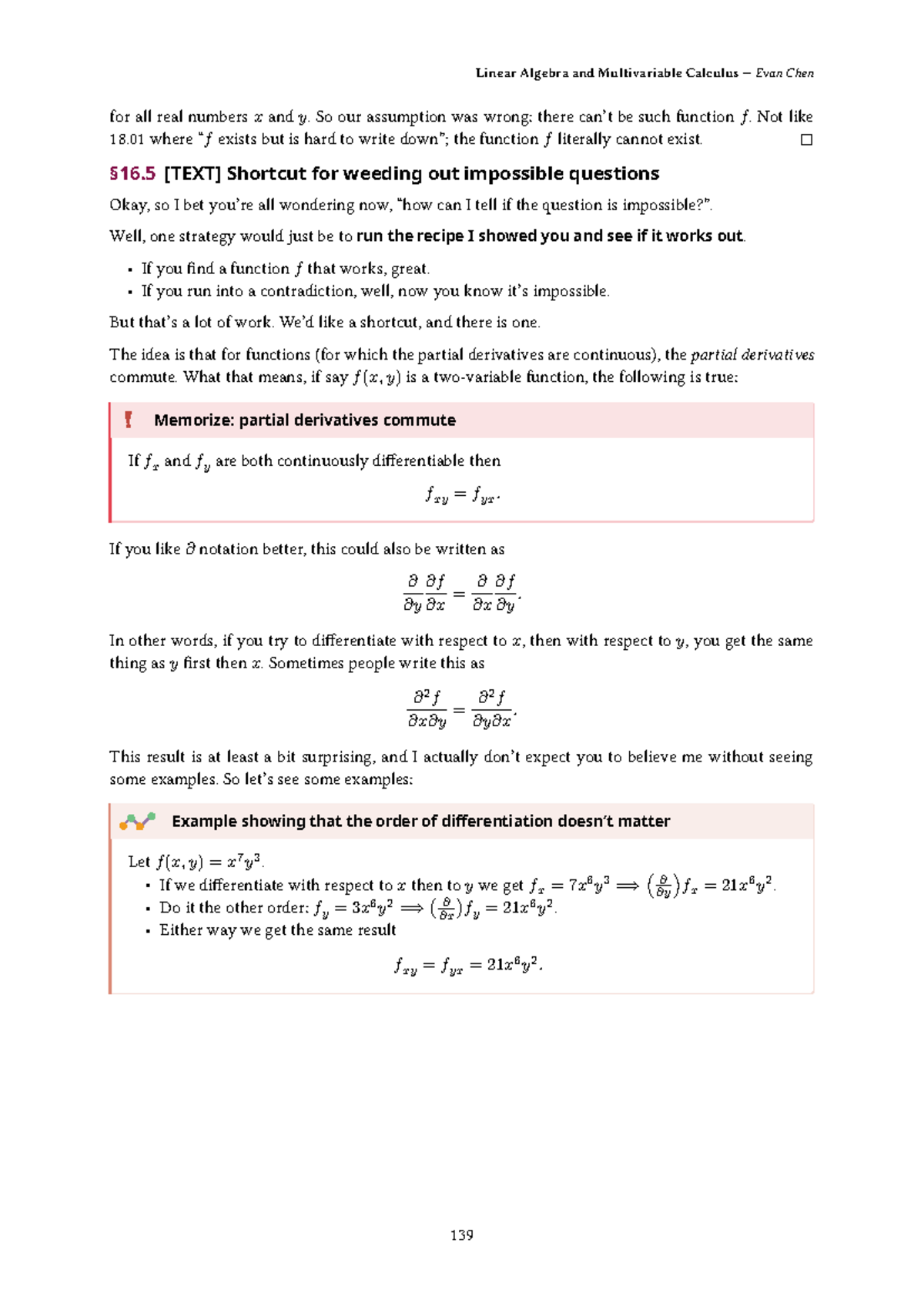 Calculus Notes Summary Partial Derivatives And Their Commutativity