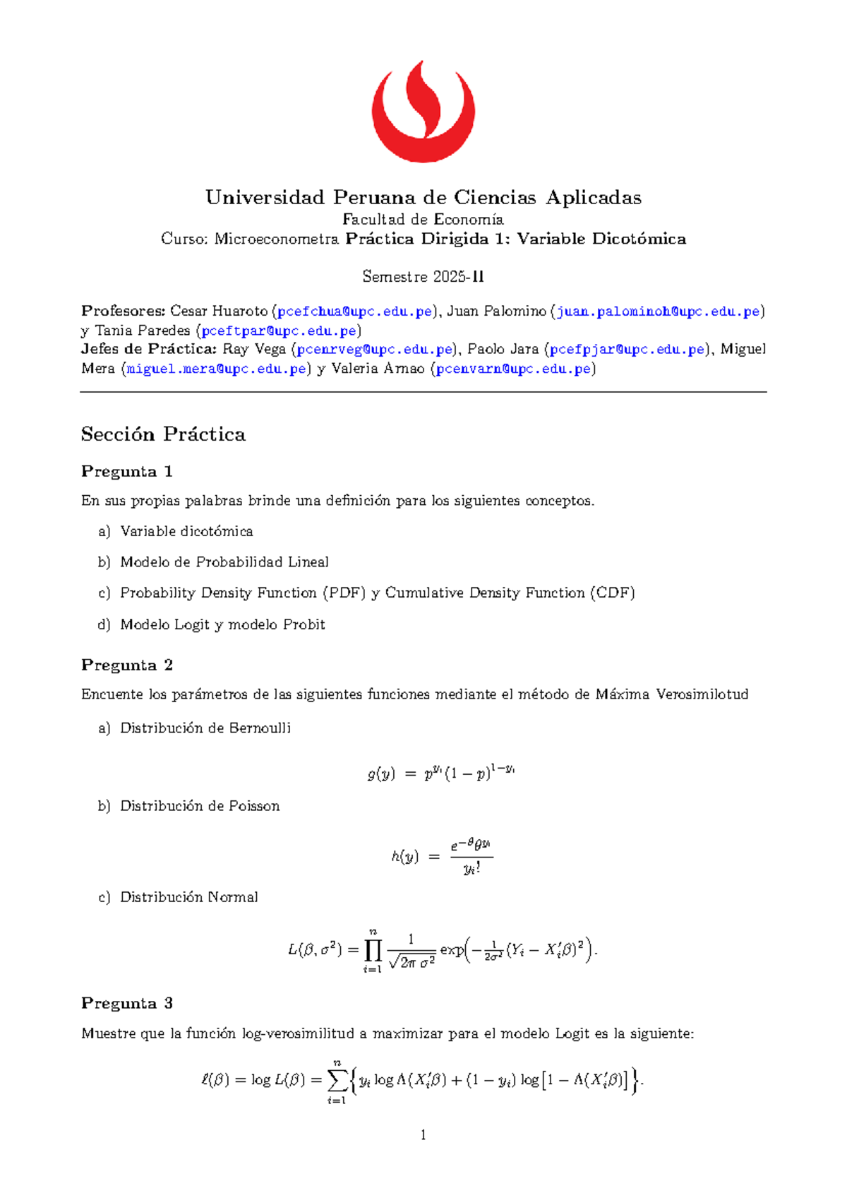 PD01 202502 Microeconometría: Análisis de Modelos y Variables - Studocu