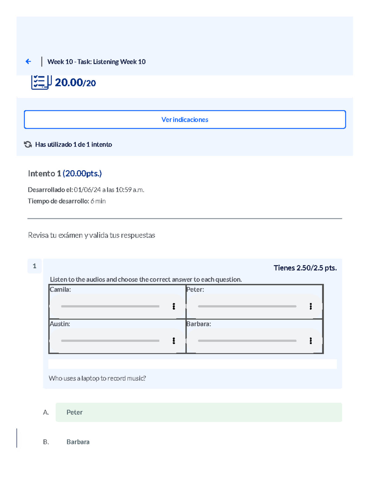 Week 10 - Listening Task Assessment (20/20) - Studocu