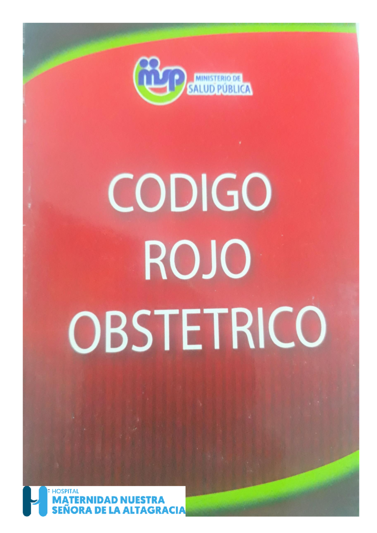 Manual de Código Rojo Obstétrico - Ministerio de Salud Pública - Studocu