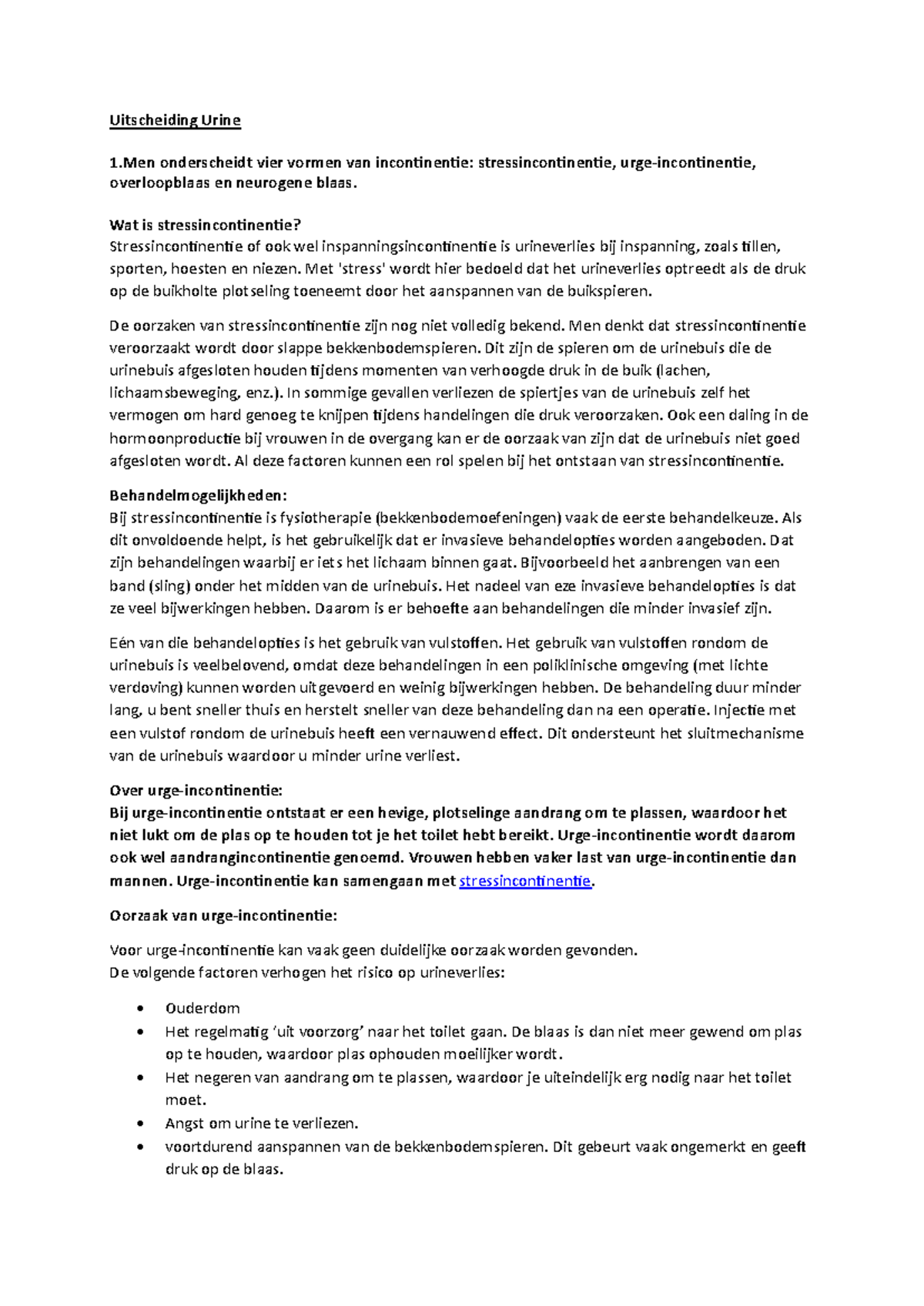 Les - Uitscheiding Urine en Ontlasting: Incontinentie en Behandelopties ...
