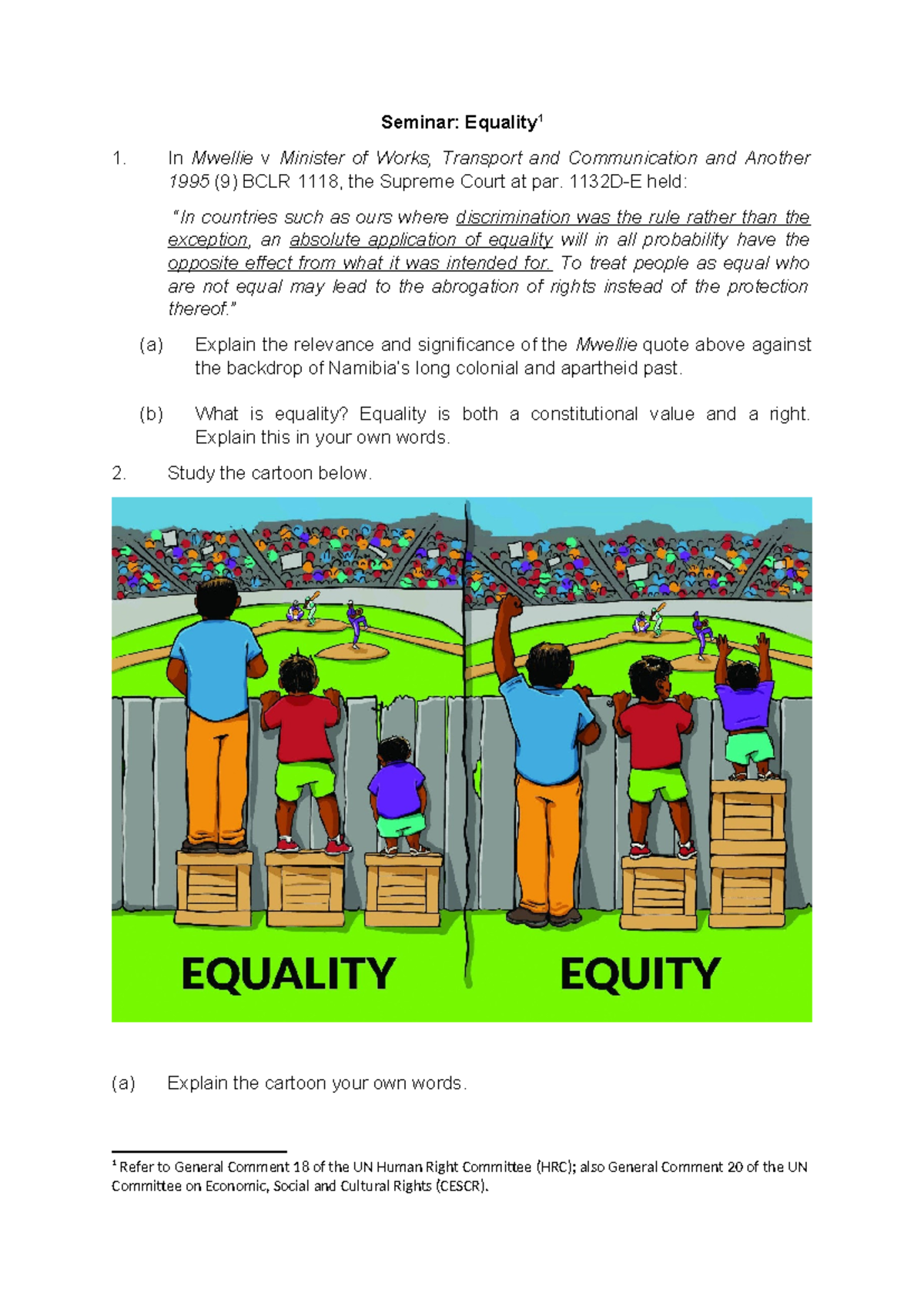 Equality Seminar - CLASS NOTES Analysis and Key Takeaways - Studocu