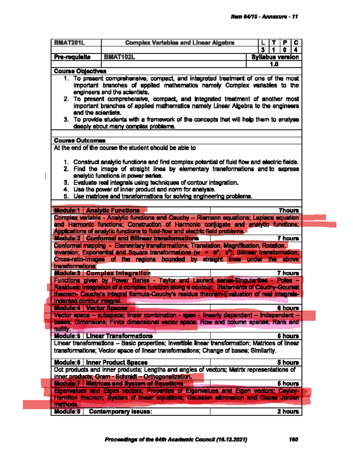 BMAT201L Syllabus: Complex Variables & Linear Algebra Overview - Studocu