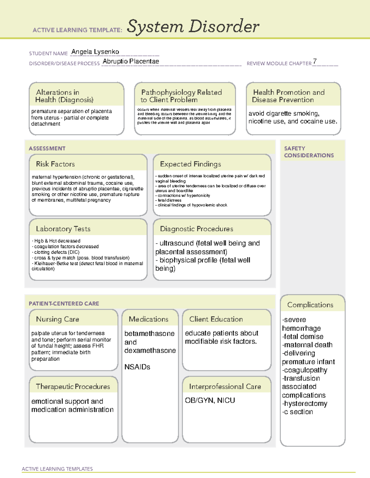 Active Learning Template: Abruptio Placentae Overview for OB/GYN, NICU ...