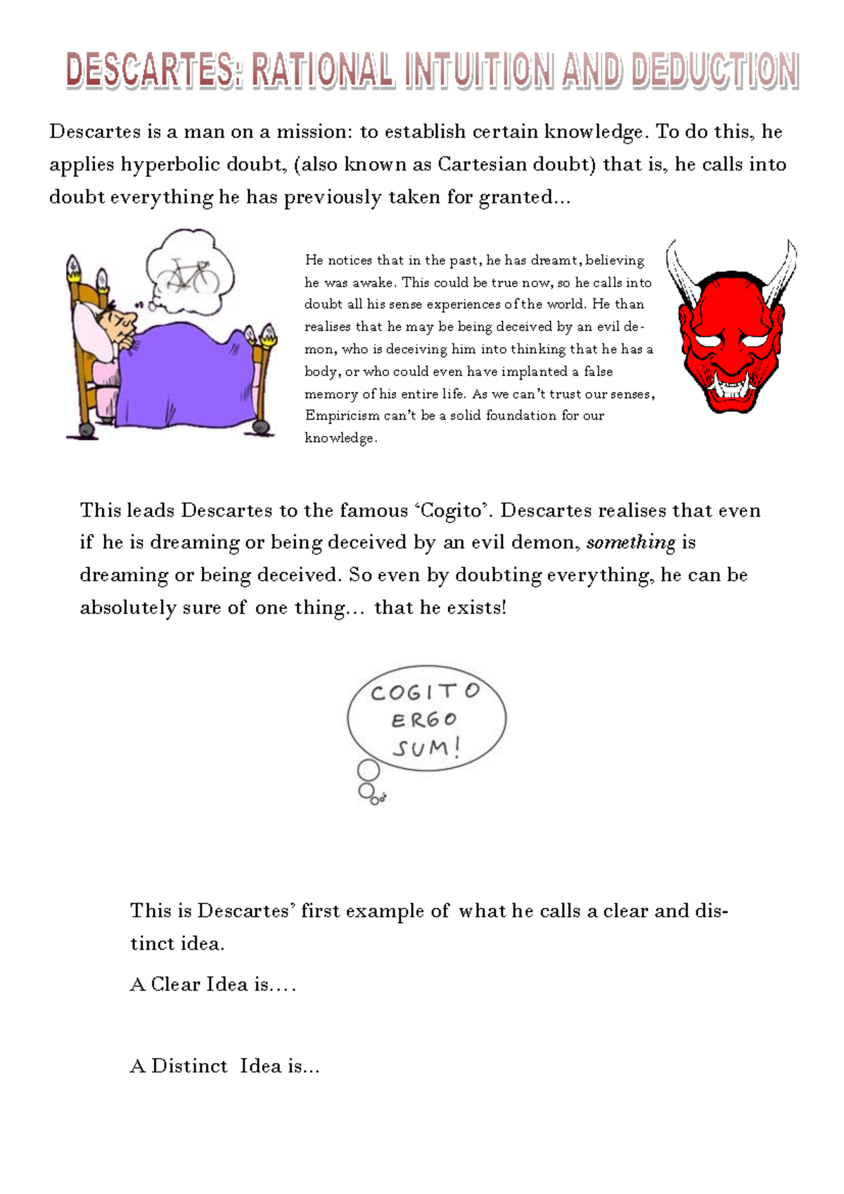 Rational Intuition and Deduction Notes: Descartes' Method - Studocu