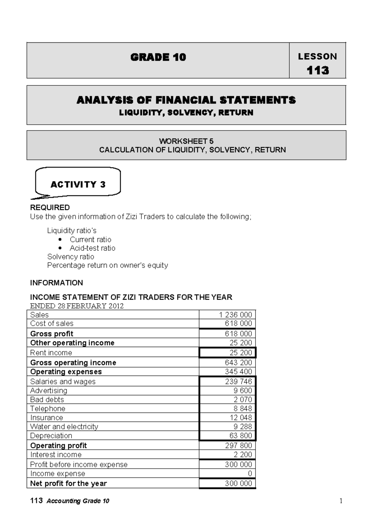 113 Accounting Notes: Financial Ratios & Analysis Techniques - Studocu