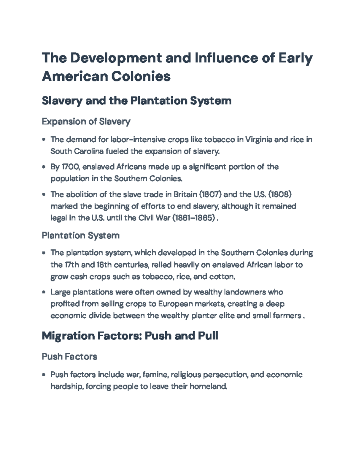 The Development and Influence of Early American Colonies (HIST 101 ...