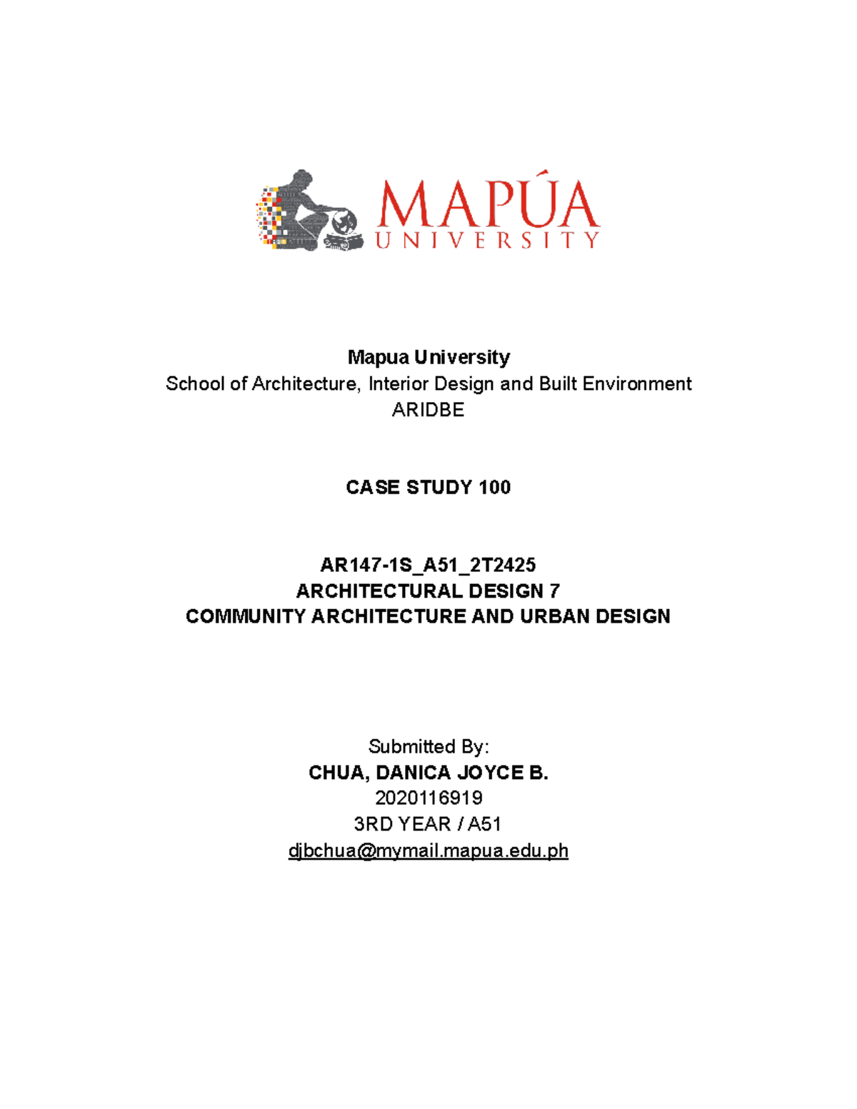 ARIDBE 100 Case Study: Sustainable Urban Design in Metro Manila - Studocu