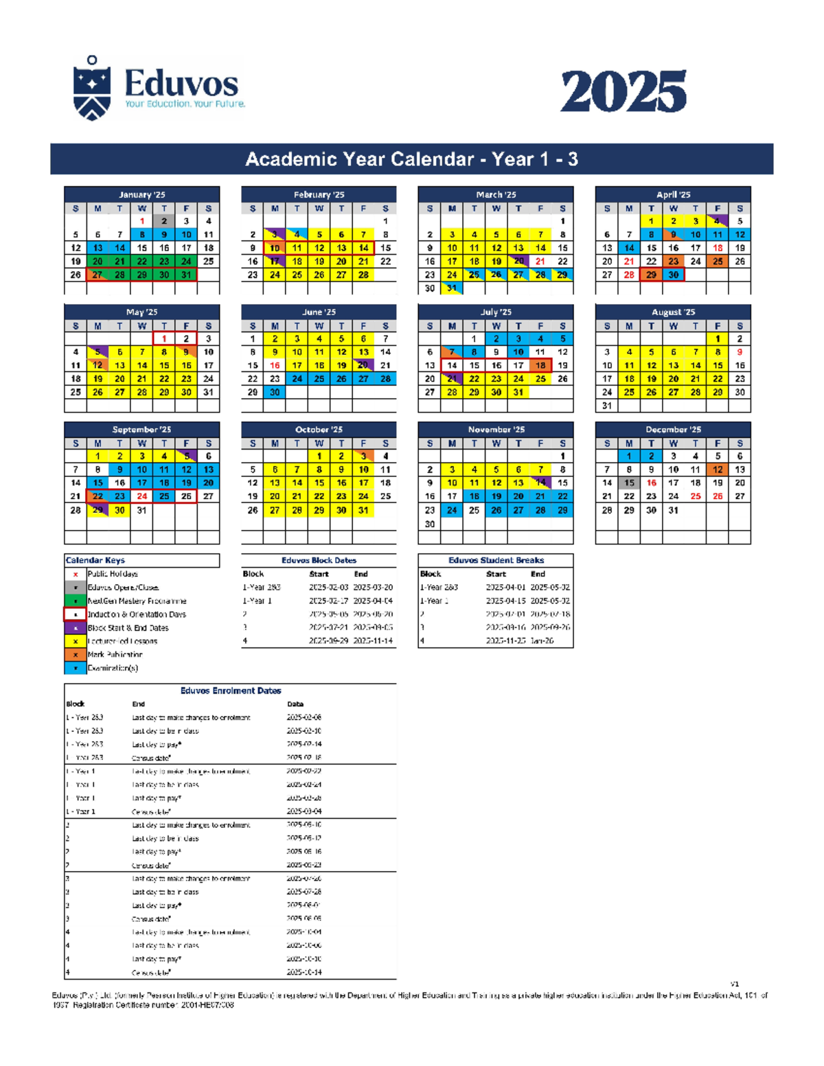 Eduvos Academic Calendar 2025: Year 1 Schedule and Important Dates ...