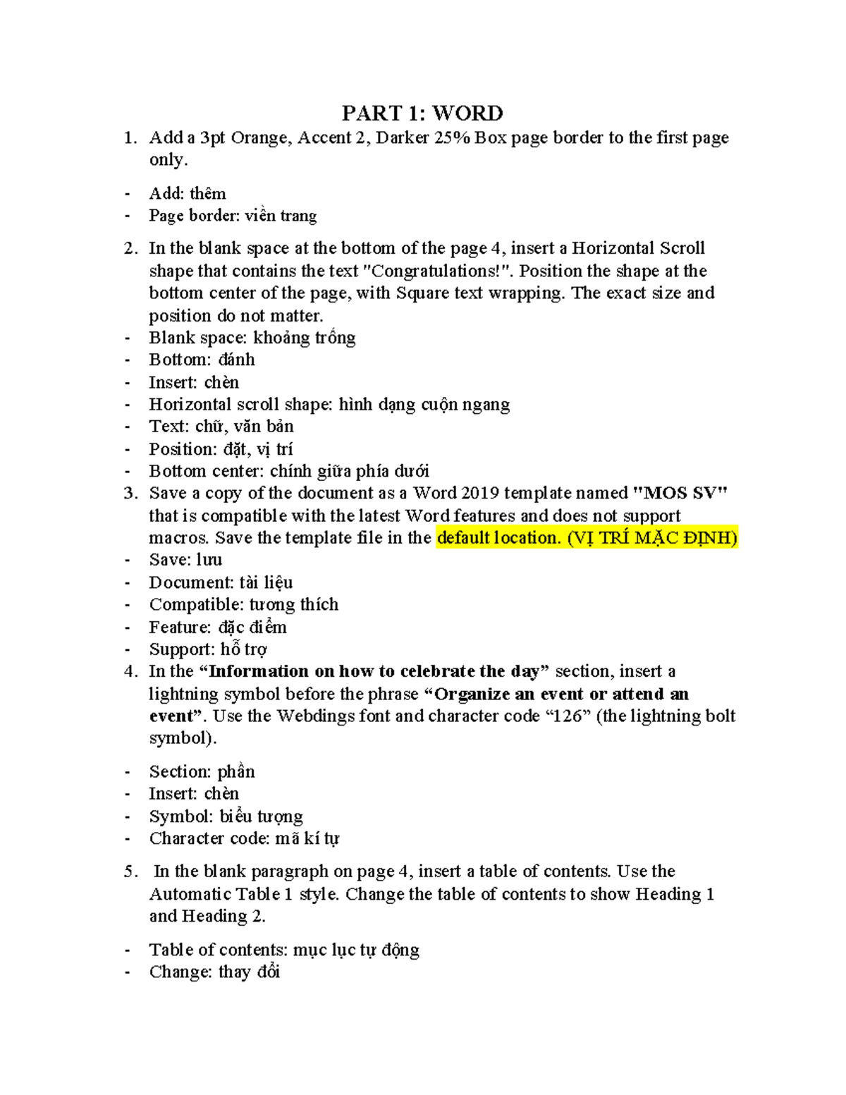 MOS Practice: Word Document Formatting and Editing Guide - Studocu