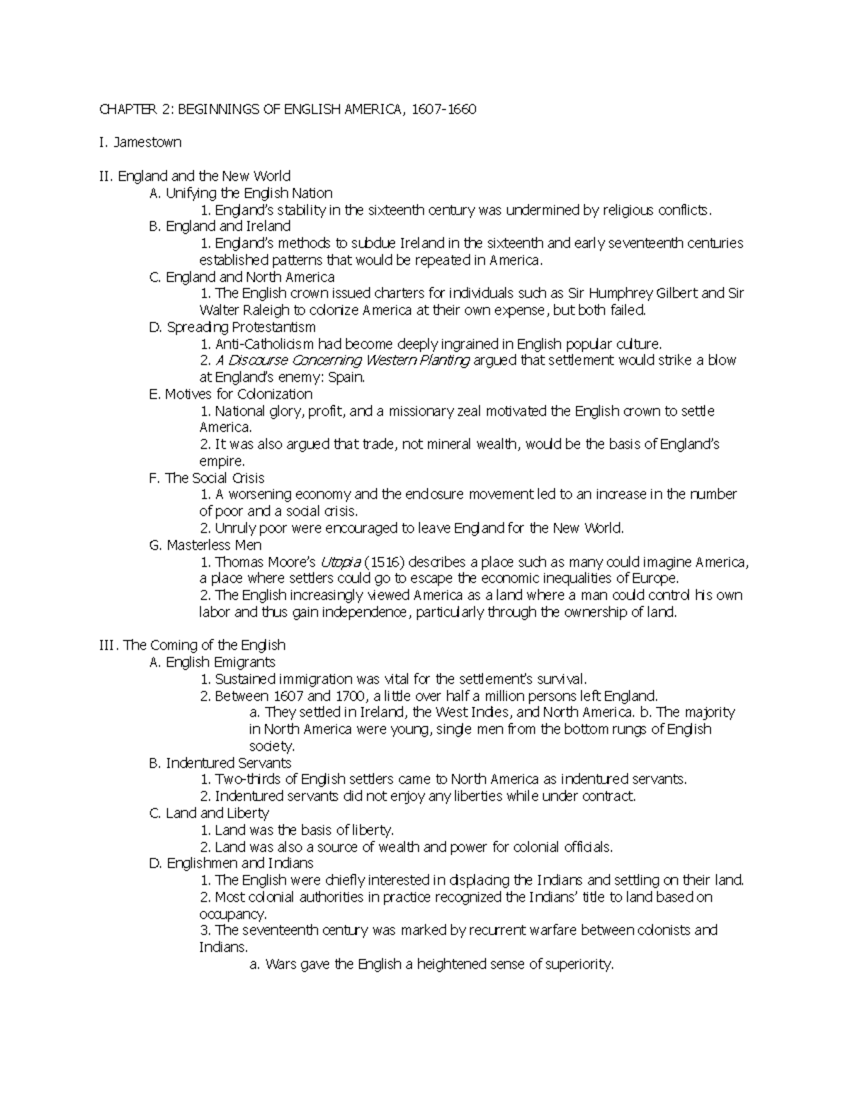 Foner Ch-2Outline - 2nd chapter outline - Give Me Liberty!: an American ...