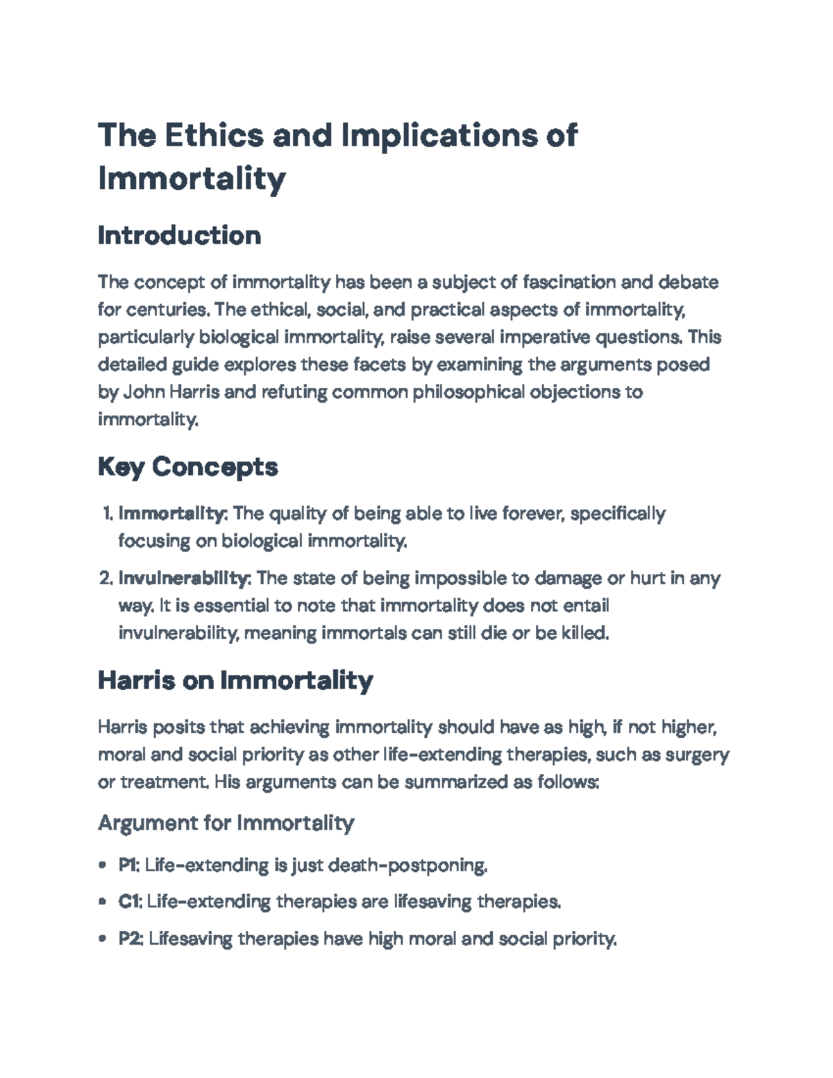 Ethics and Implications of Immortality in Biological Contexts - The ...