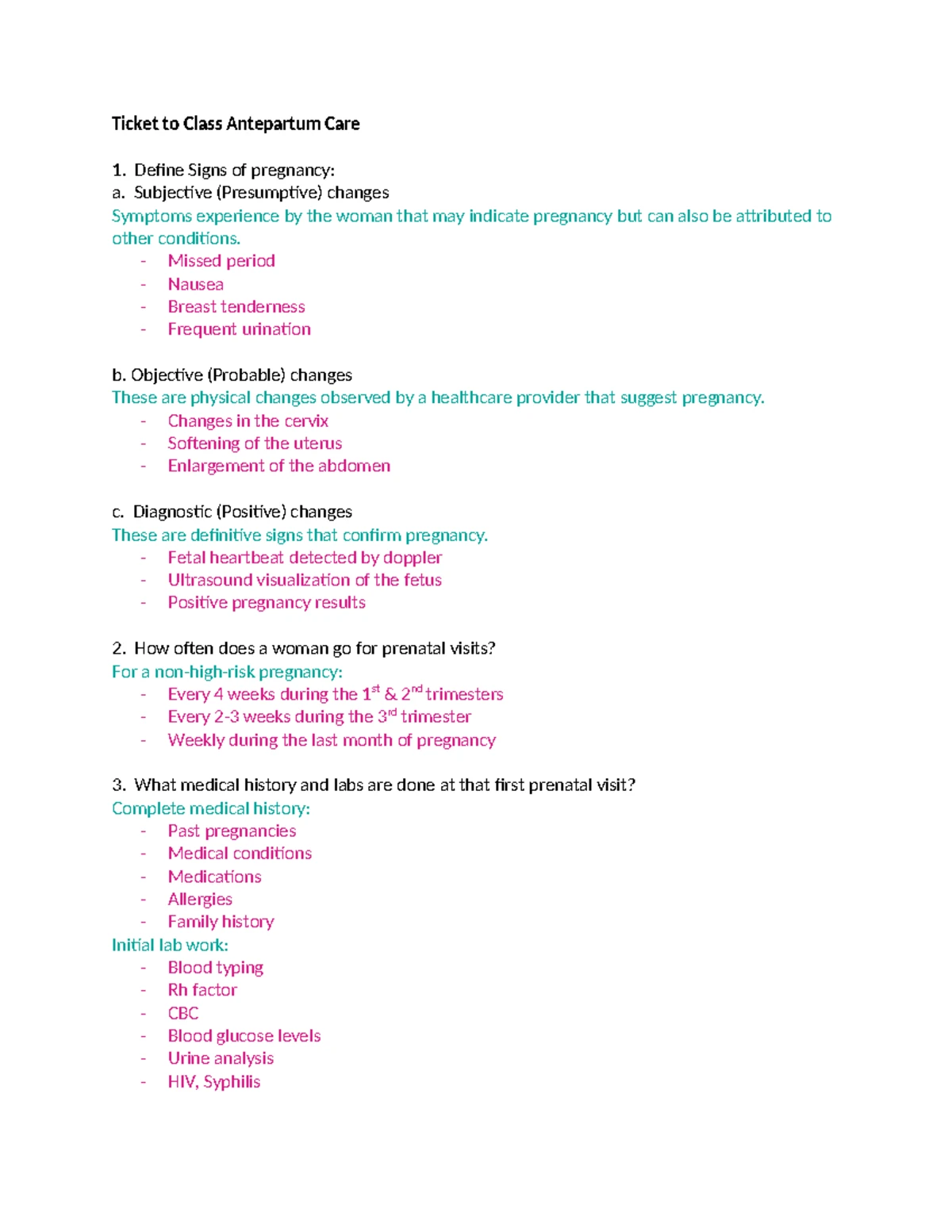 Unit 4- Antepartum, Intrapartum, postpartum Practice questions ...