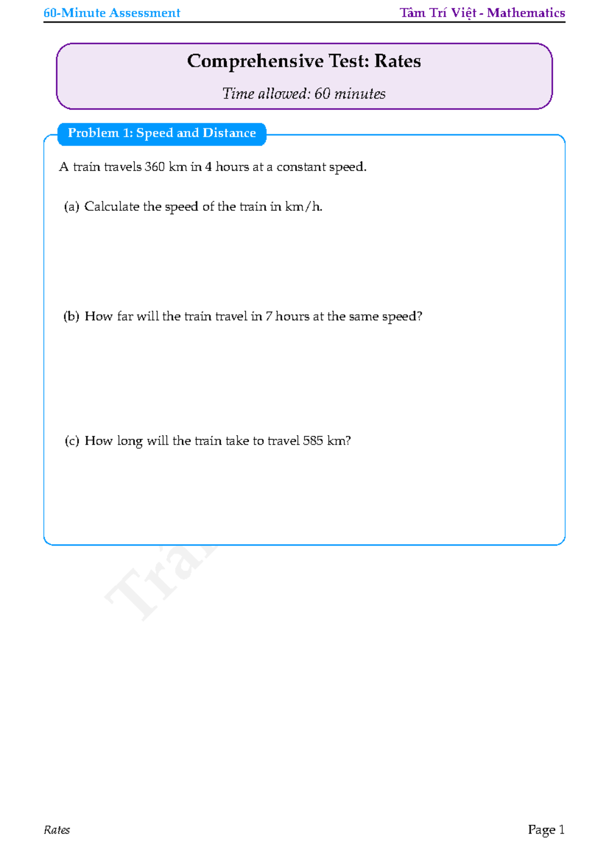 M5 Canada Mathematics Comprehensive Test: Rates & Time - Studocu