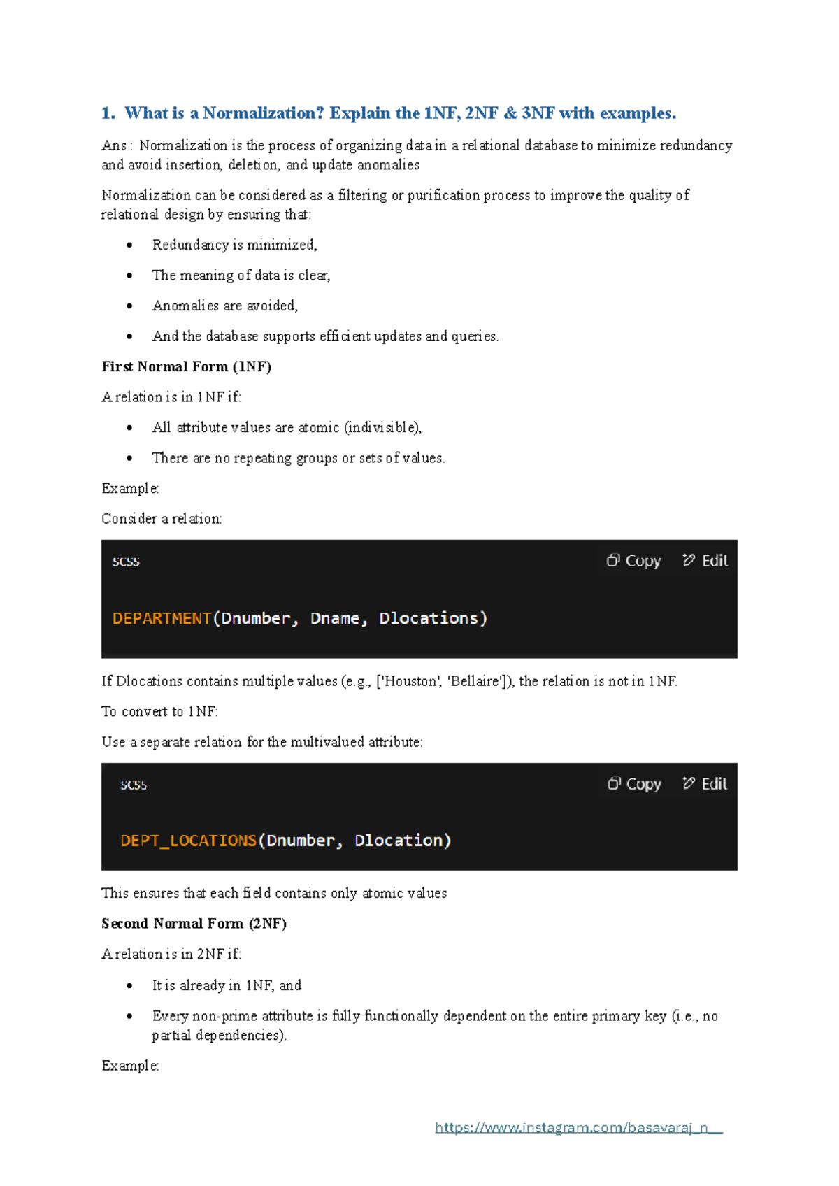 Normalization in DBMS M3: Understanding 1NF, 2NF, 3NF with Examples - Studocu