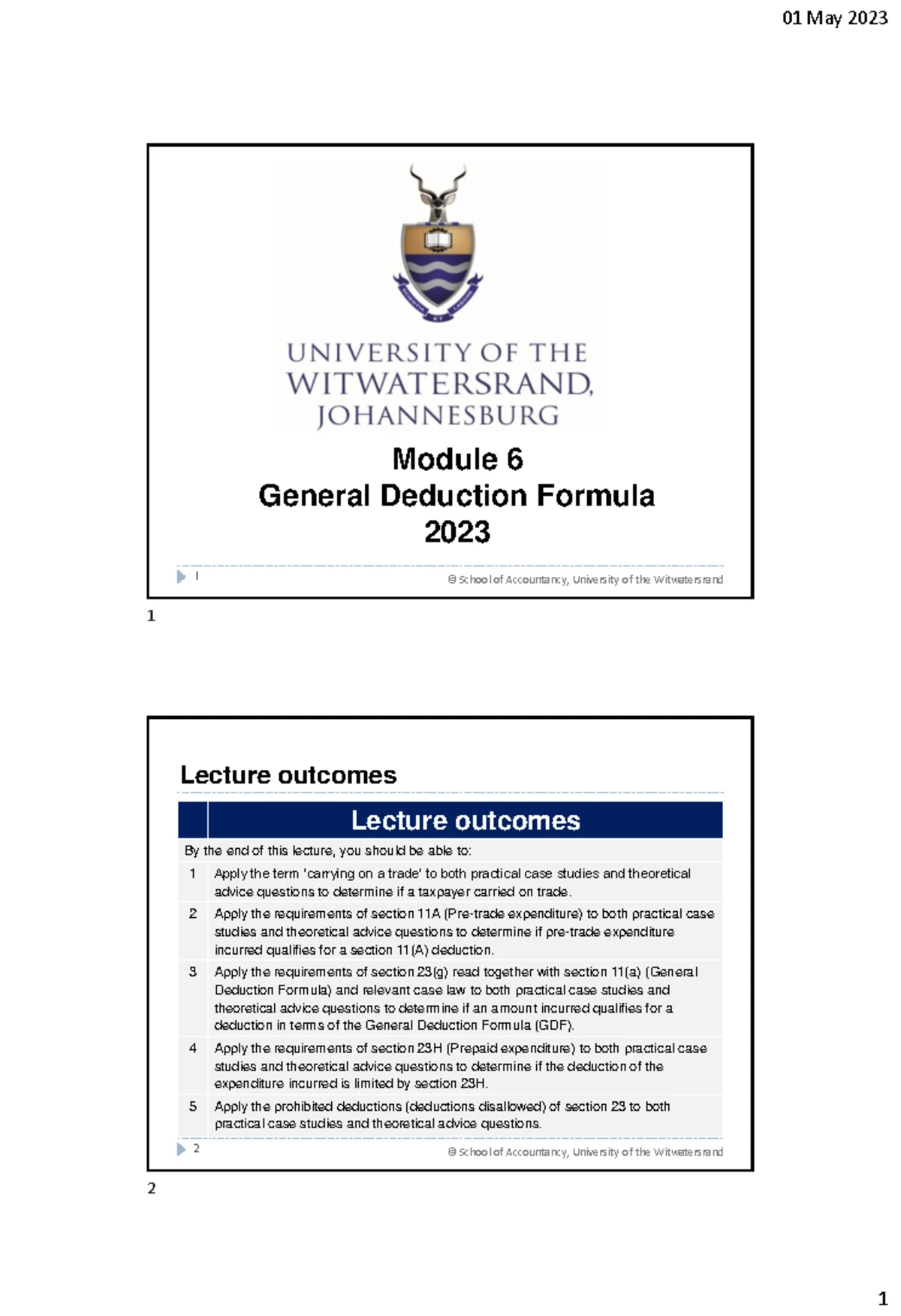 Gross Income Lecture Notes: Key Definitions & Principles - Studocu