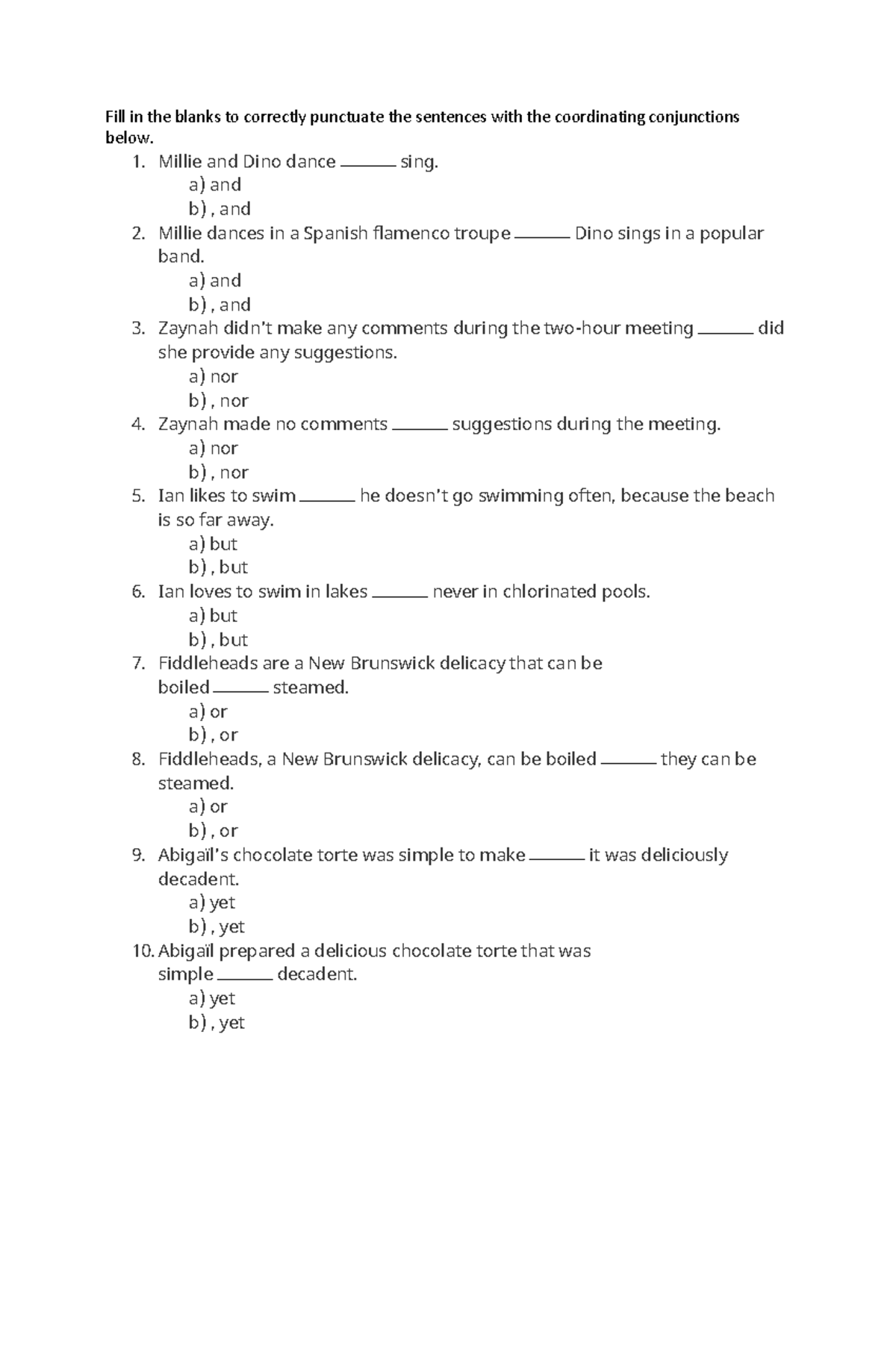 WLT Fill in the Blanks: Punctuating with Coordinating Conjunctions ...