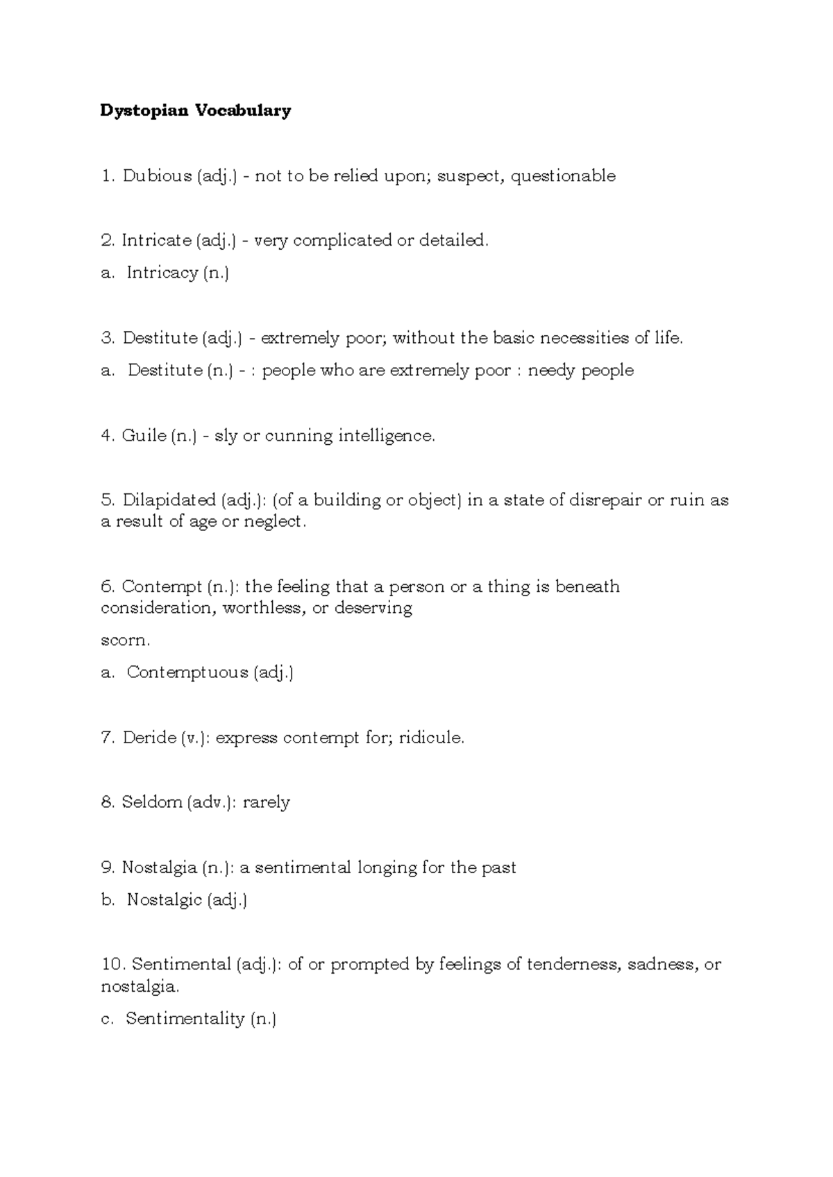 Dystopian Vocabulary List: Key Terms and Definitions - Studocu