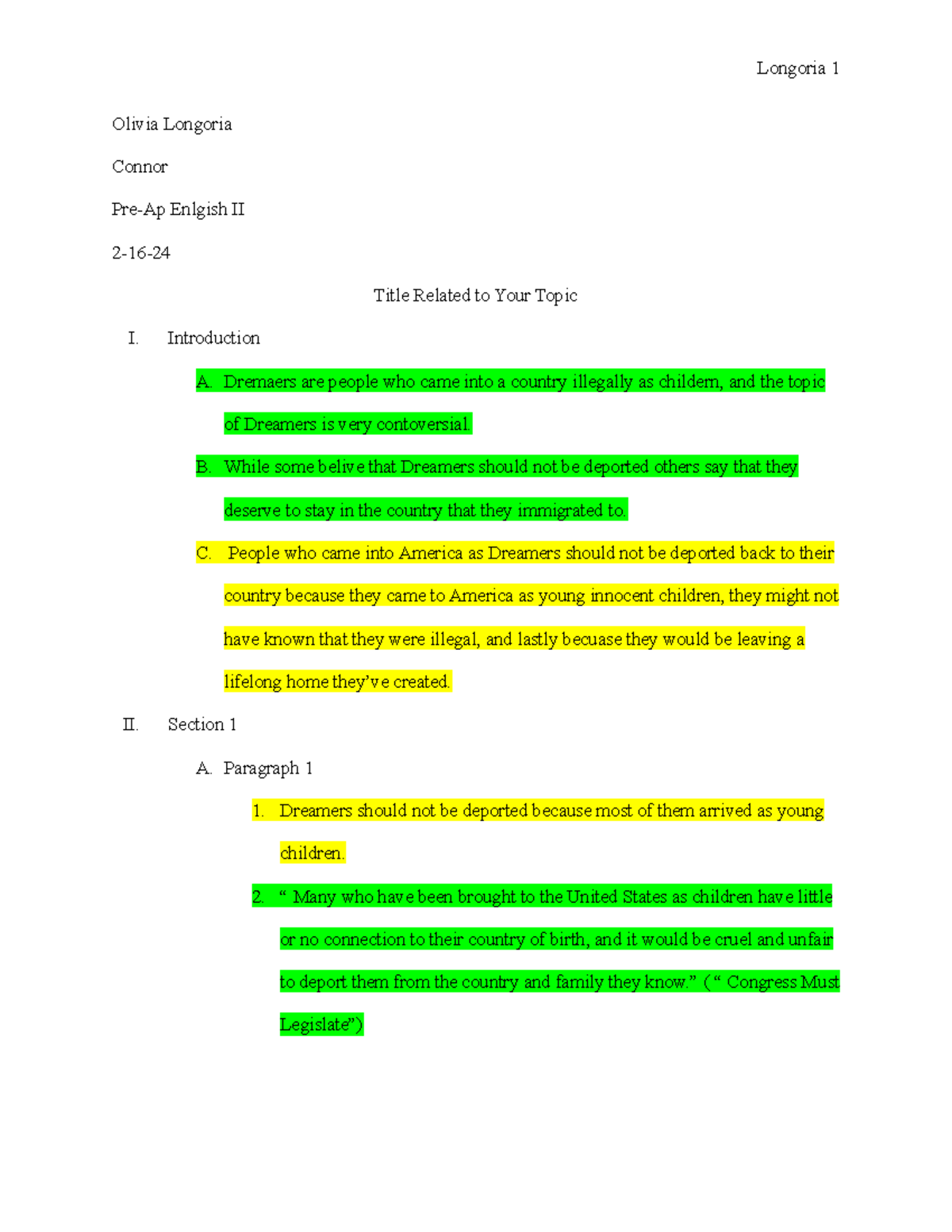 Unit 3 Outline on Dreamers in Pre-Ap English II by Olivia Longoria ...