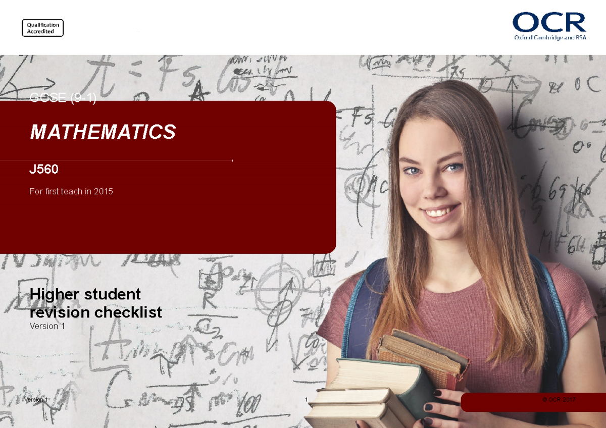 GCSE (9-1) Maths Revision Checklist for Higher Tier Students - Studocu