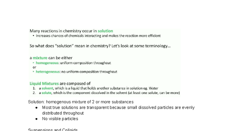 Chem 101: Lecture 4 - Solutions, Mixtures, and Balancing Reactions ...