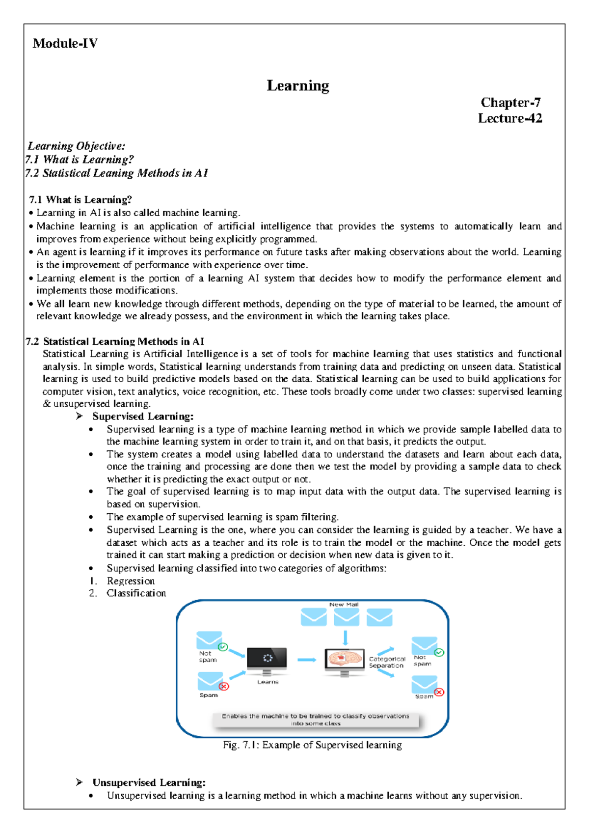 AIML Lecture Notes(Module-4) - Module-IV Learning Chapter- Lecture ...