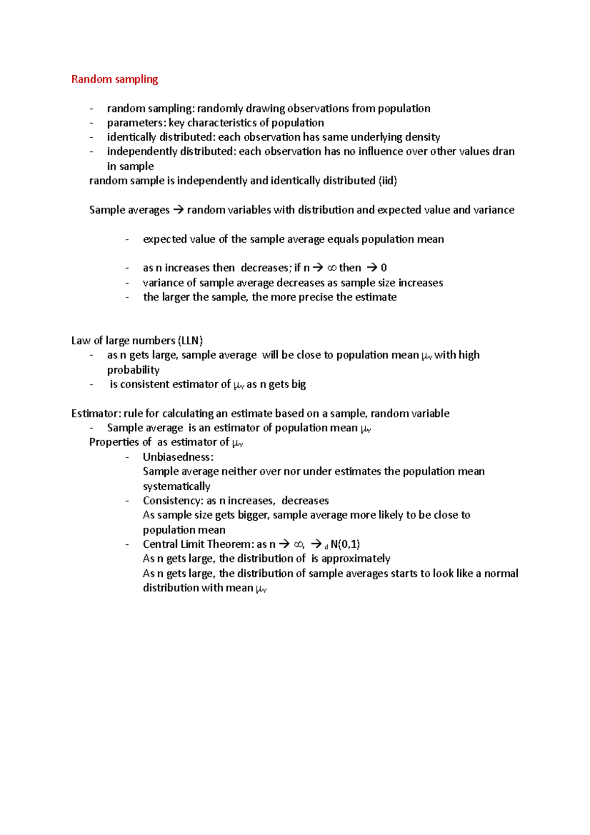 Random sampling (Lecture 1) - Random sampling random sampling: randomly ...
