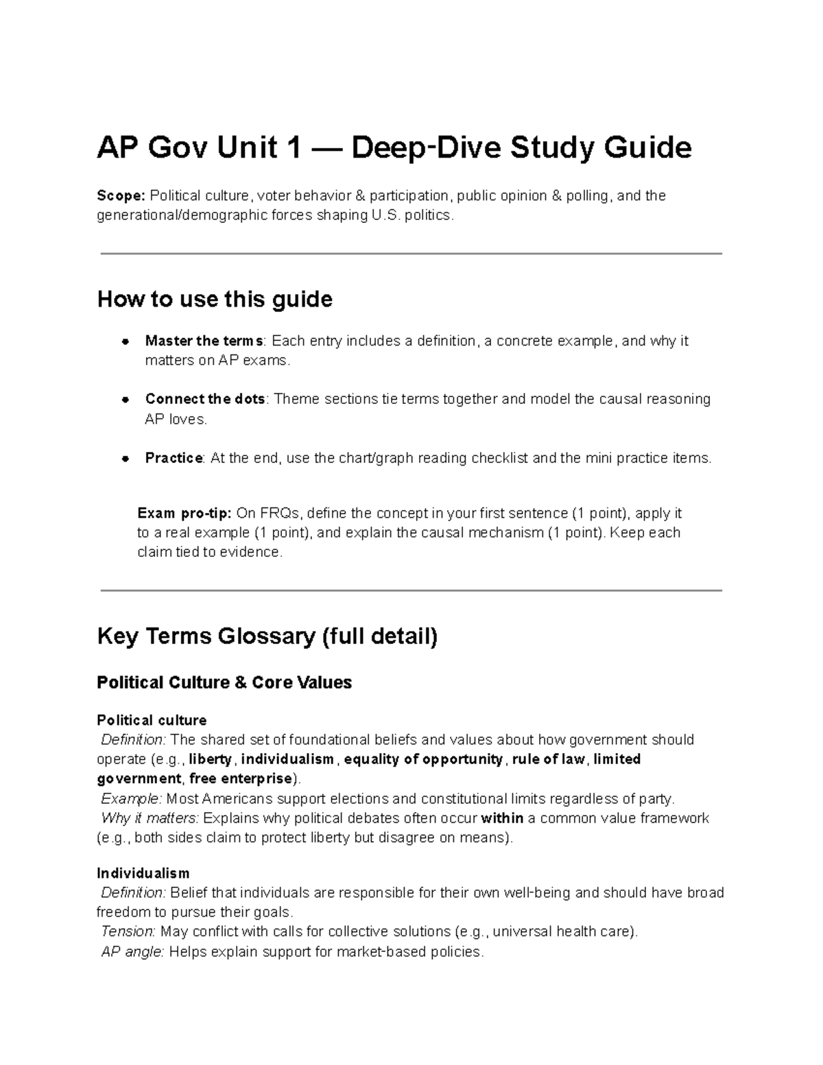 AP Gov Unit 1 — In-Depth Study Guide for Exam Success - Studocu