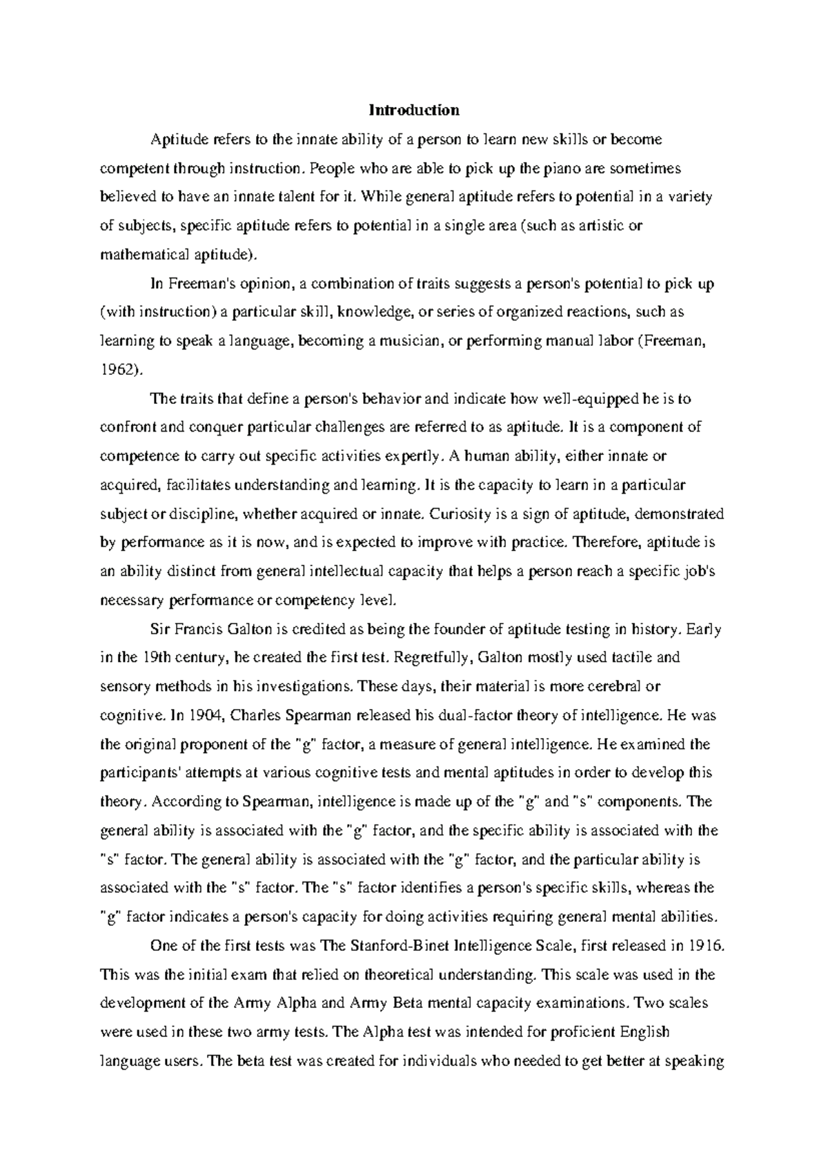 DBDA Introduction - mnnnnnn - Introduction Aptitude refers to the ...