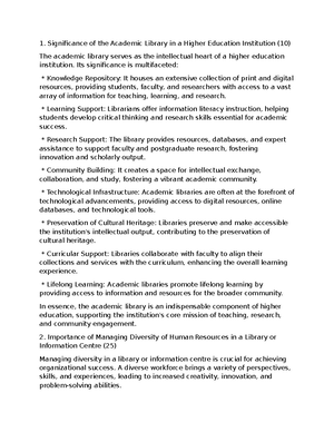 [Solved] Discuss the vision and mission and objectives of a library or ...