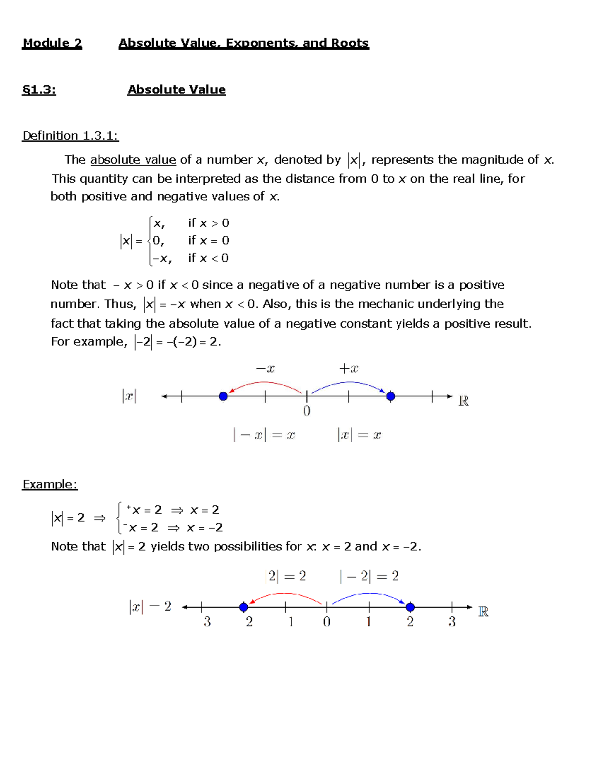 Precalculus Module 2: Absolute Value, Exponents & Roots Notes - Studocu