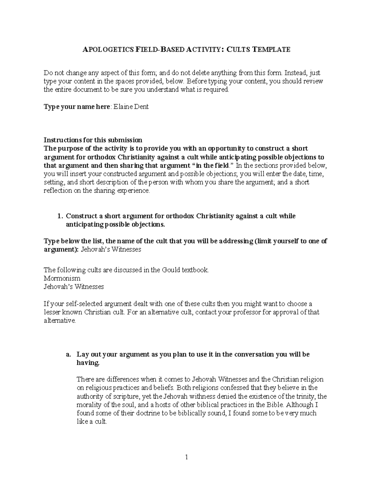 Apologetics Field-Based Activity Cults Template (1) - APOLOGETICS FIELD ...