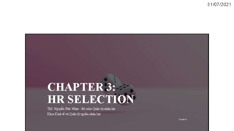 CHAPTER 3: HR SELECTION - Key Concepts and Processes (HRM 101) - Studocu