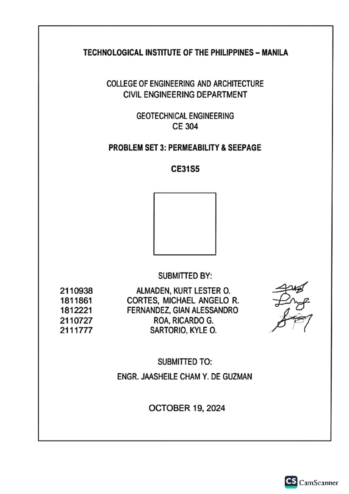 CE 304 Problem Set 3: Permeability & Seepage Analysis - Studocu