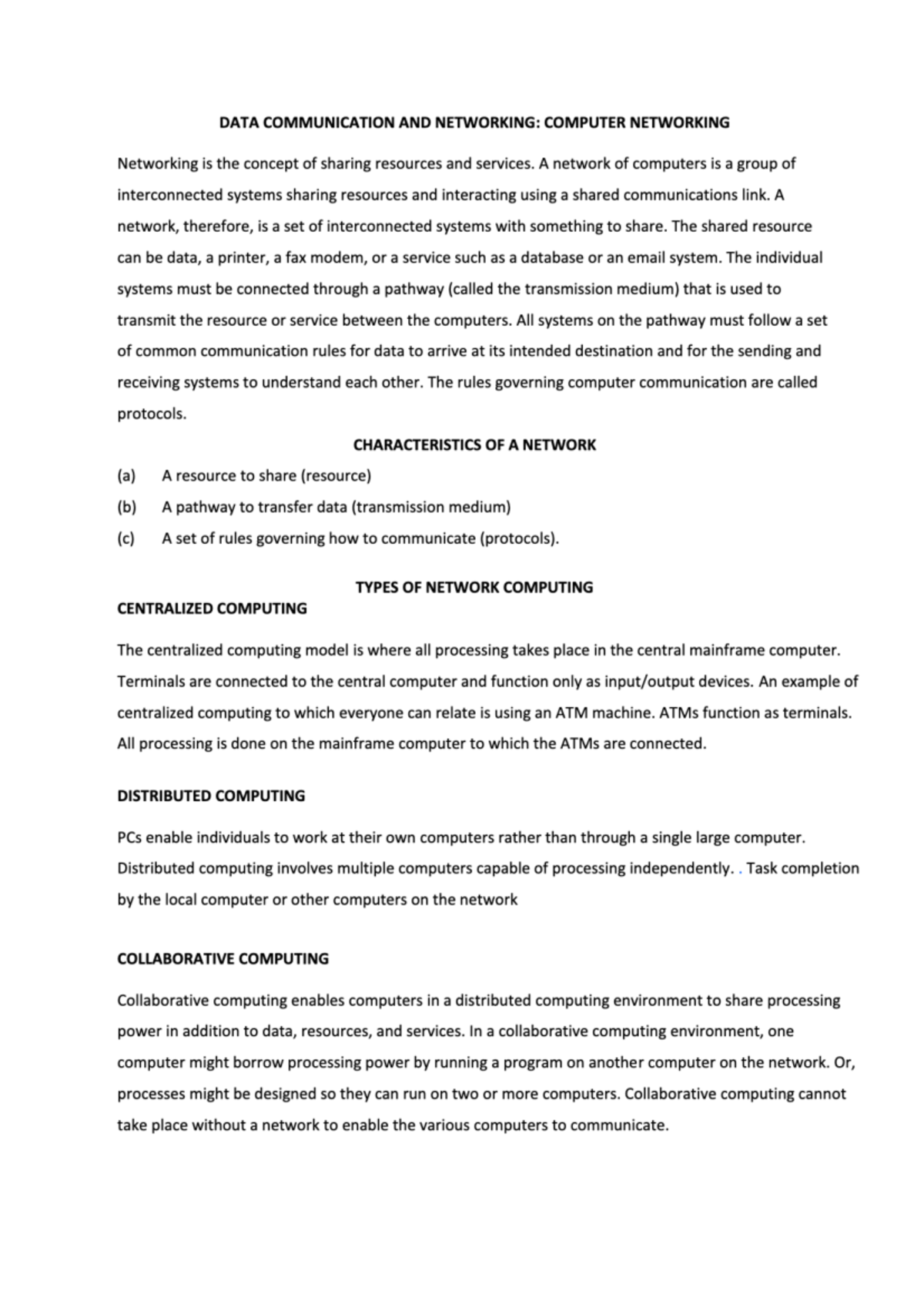 DATA Communication AND Networking Notes - 1 - Network programming - Studocu