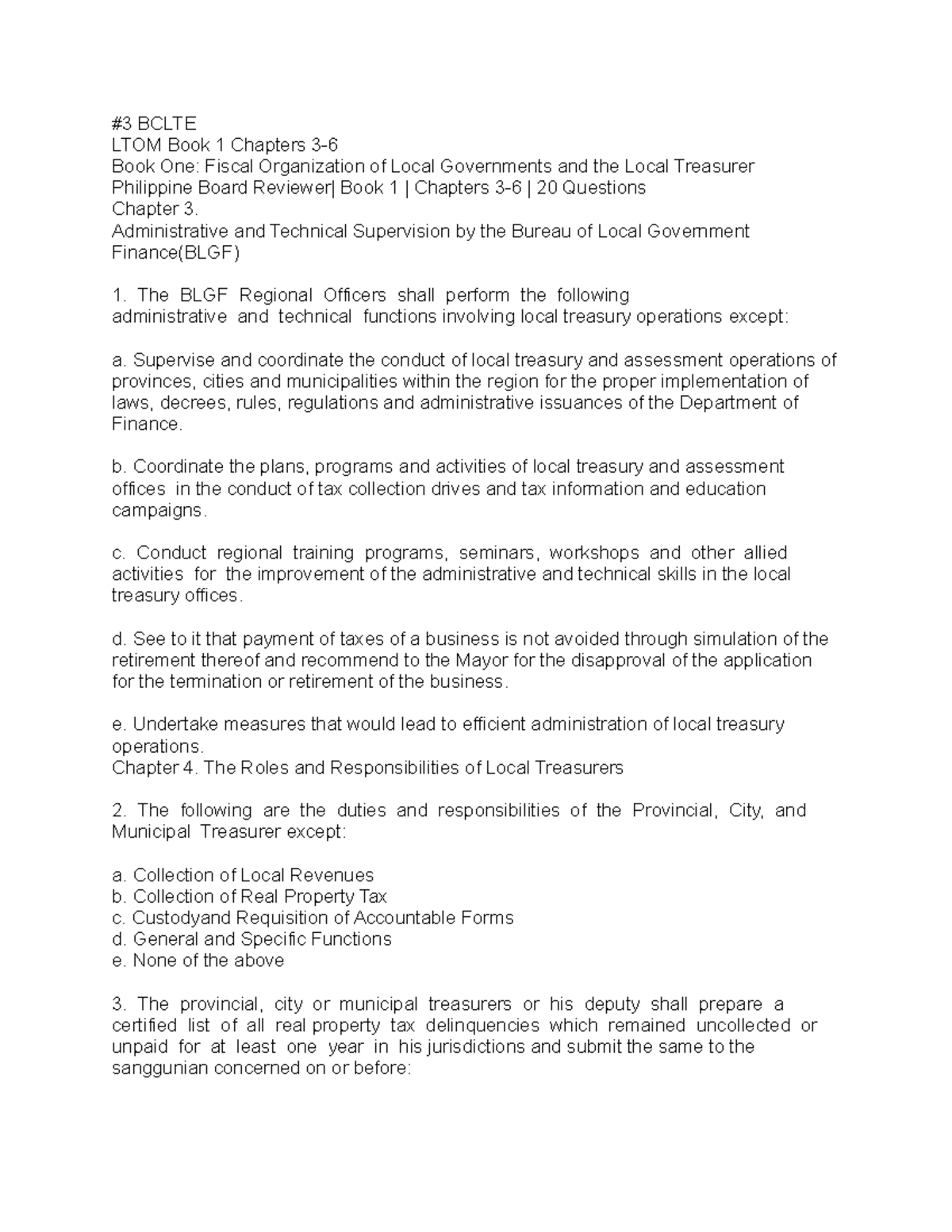 BCLTE Reviewer: Fiscal Org & Local Treasury (Chapters 3-6) - Studocu