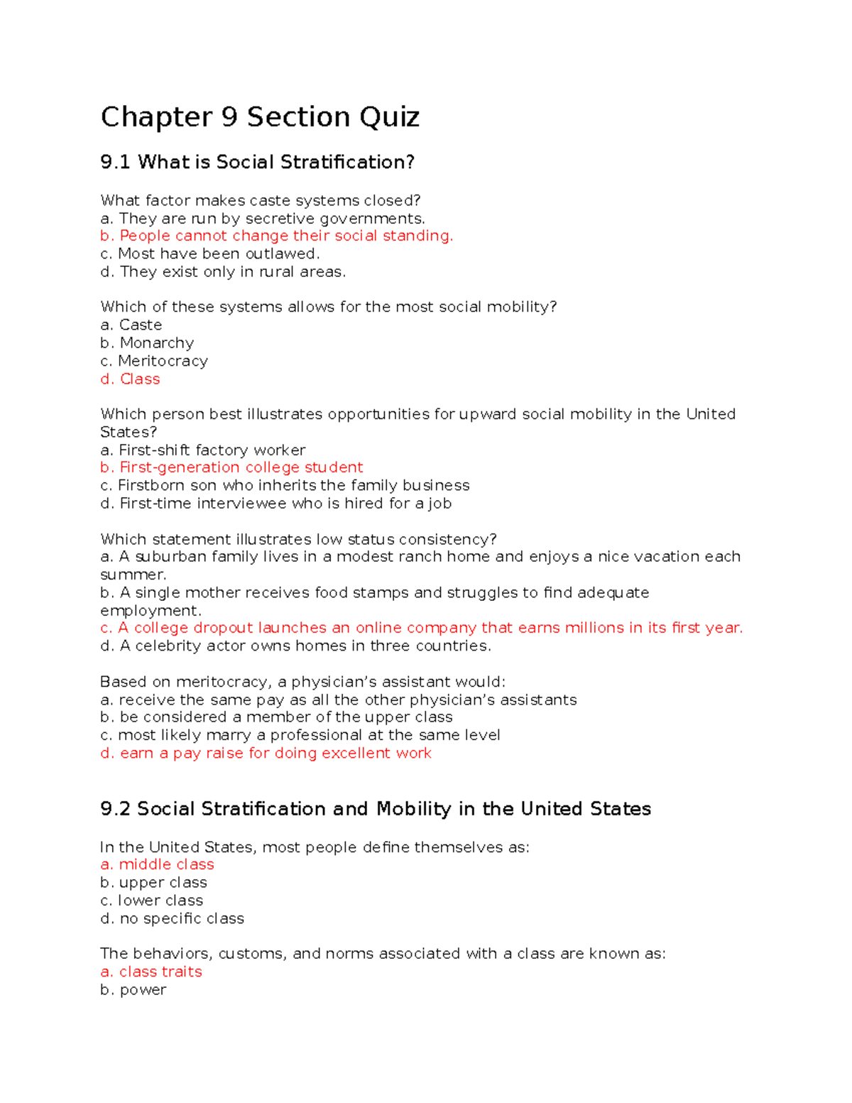 Chapter 9 Section Quiz - Chapter 9 Section Quiz 9 What is Social ...